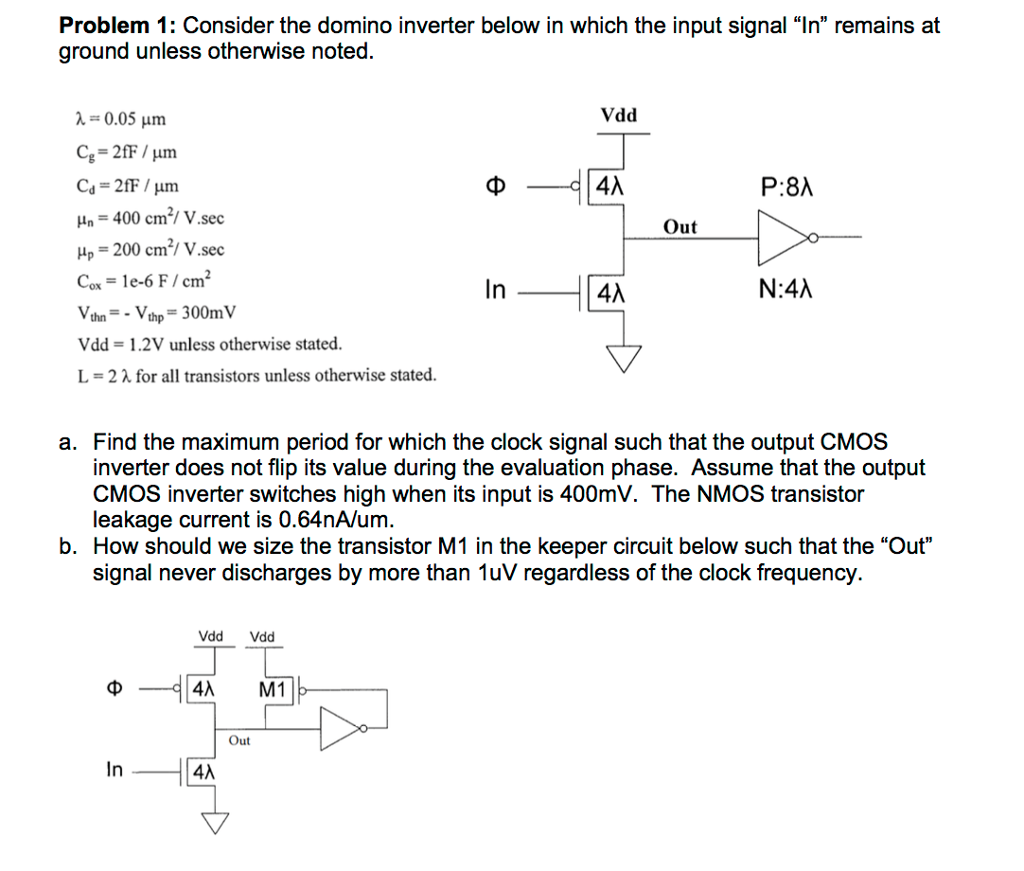 Solved Problem 1: Consider the domino inverter below in | Chegg.com