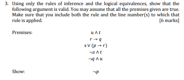 Solved Using only the rules of inference and the logical | Chegg.com