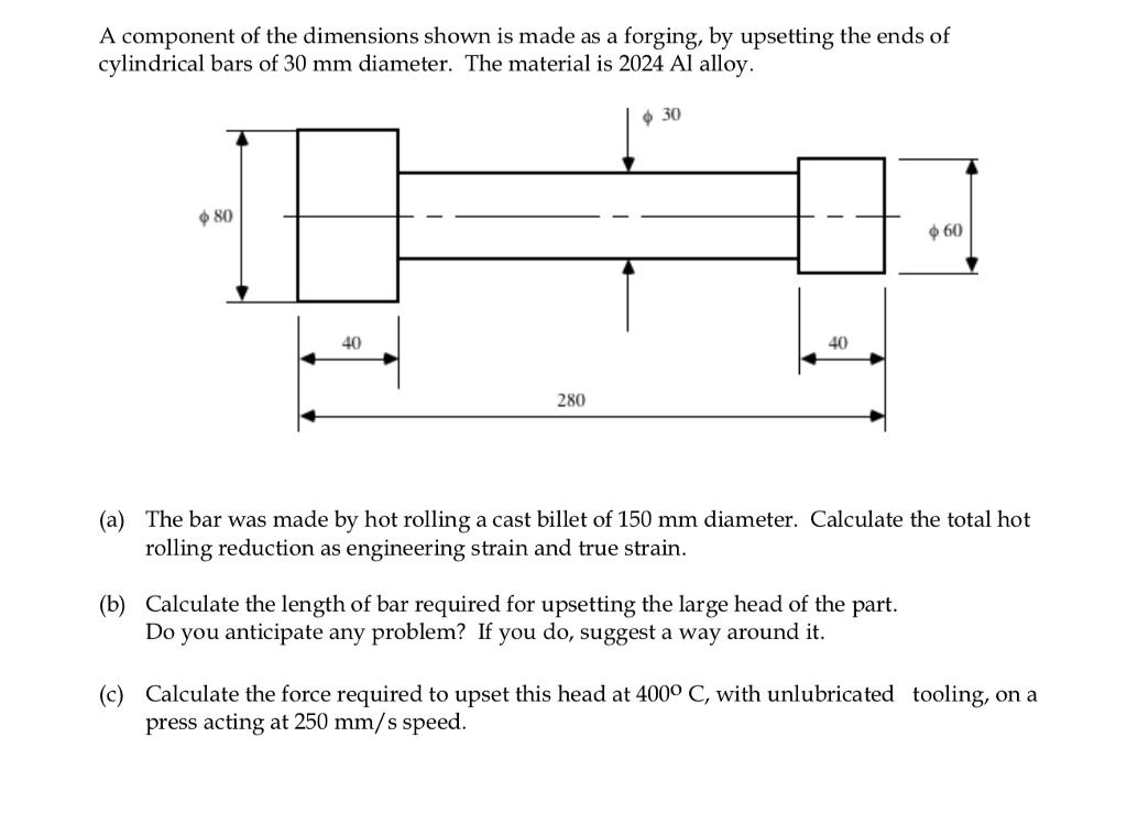 Solved A component of the dimensions shown is made as a | Chegg.com