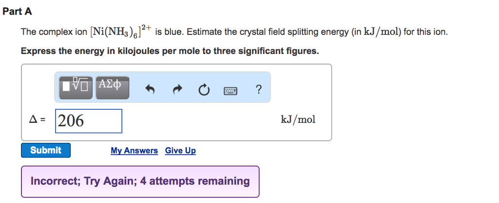 Solved The complex ion [Ni(NH3)6]2+ is blue. Estimate the | Chegg.com