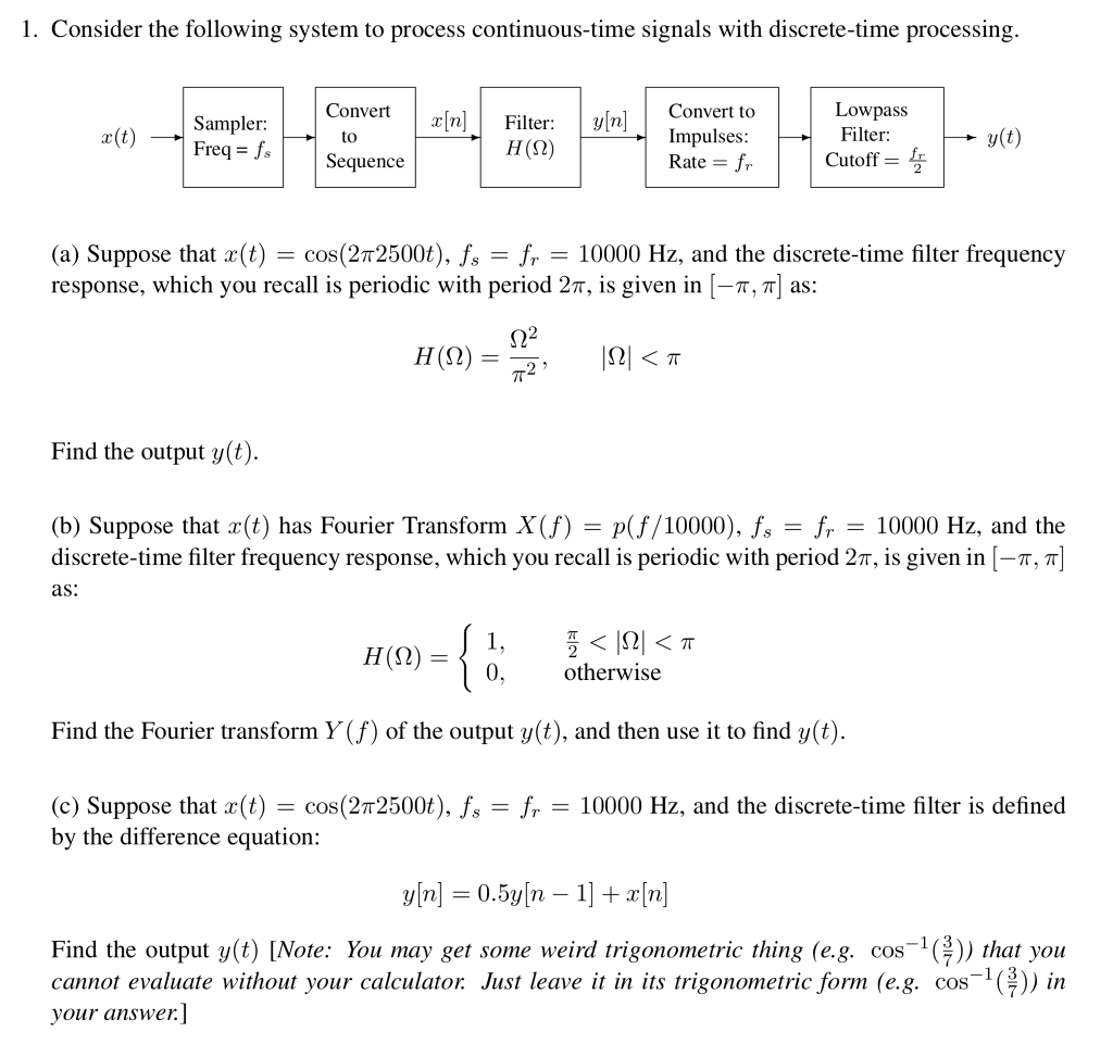 1 Consider The Following System To Process
