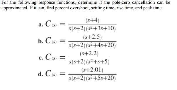 For the following response functions, determine if | Chegg.com