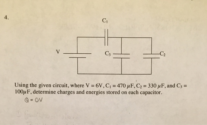 Solved Using the given circuit, where V = 6V, C_1 = 470 muF, | Chegg.com
