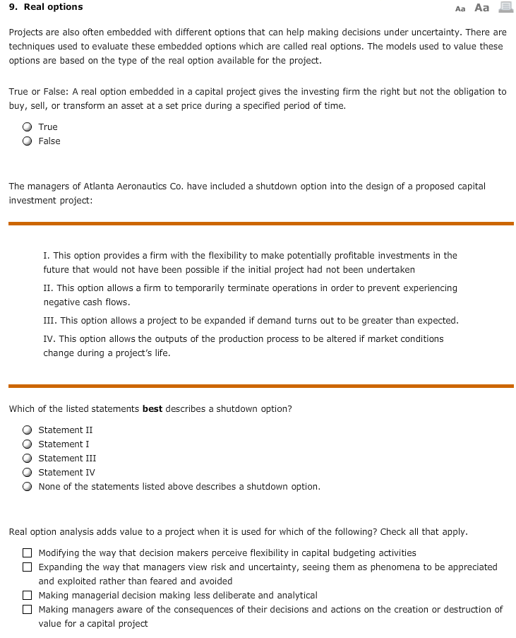 Solved Real options Projects are also often embedded with | Chegg.com