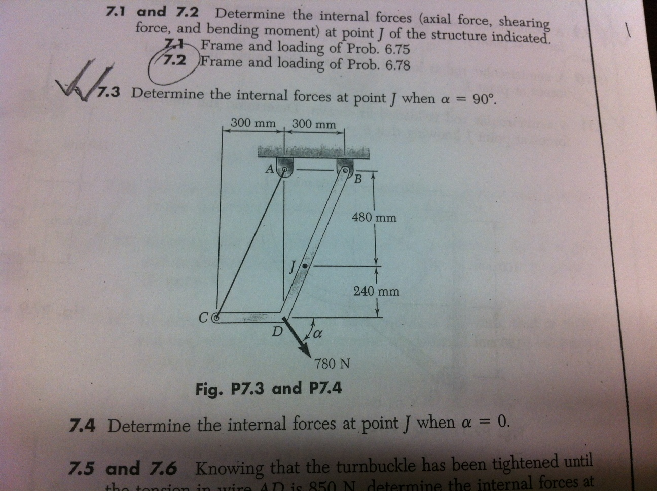 Solved Determine the internal forces (axial force, shearing | Chegg.com