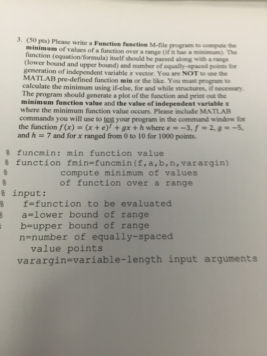 Solved Write A Function Function M File Program To Compute 2073