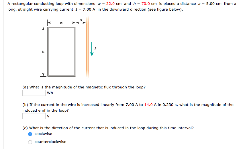 Solved A rectangular conducting loop with dimensions w = | Chegg.com