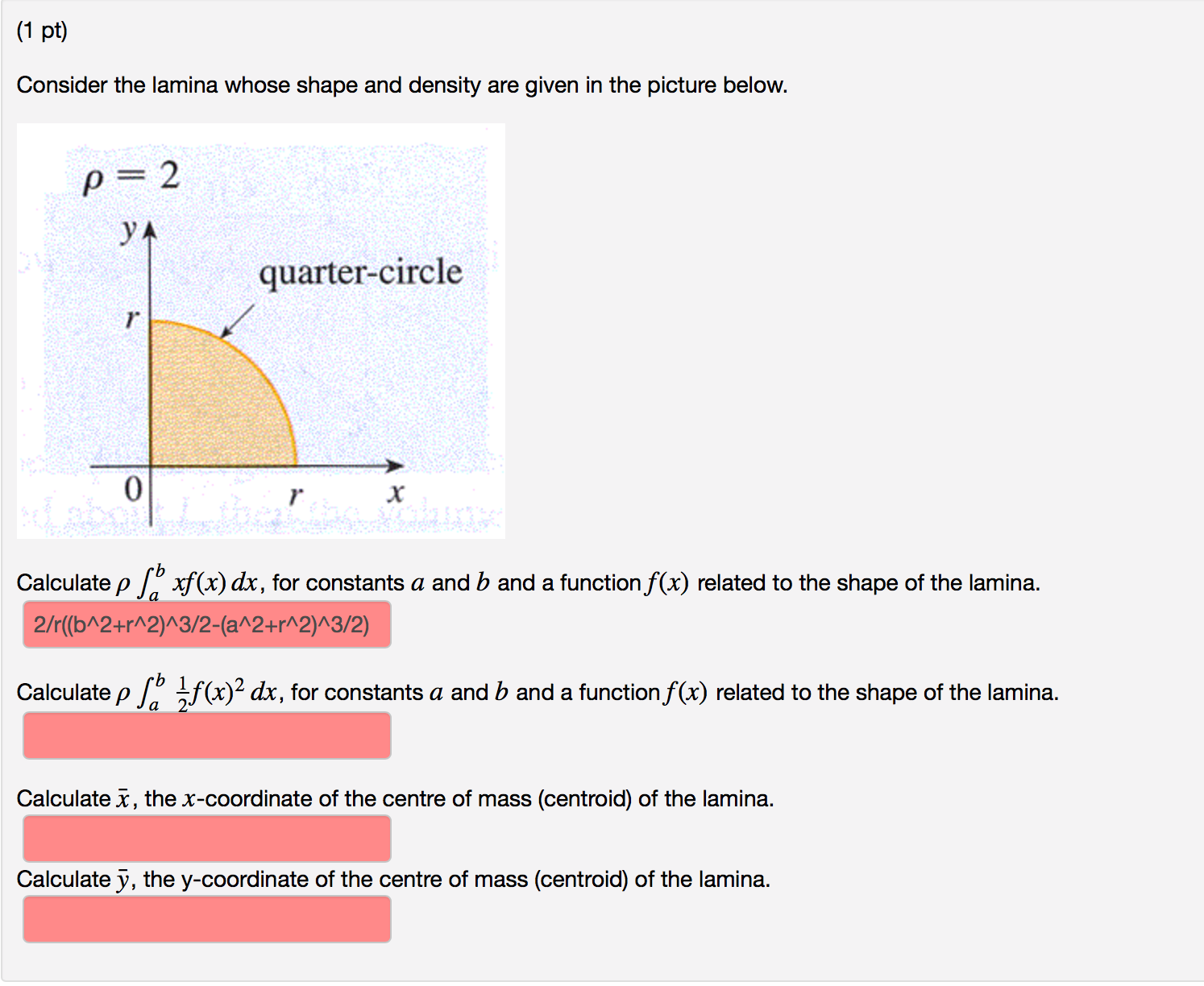 Consider the lamina whose shape and density are given | Chegg.com
