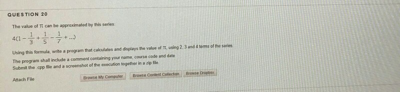 Solved QUESTION 20 The value of ? can be approximated by | Chegg.com
