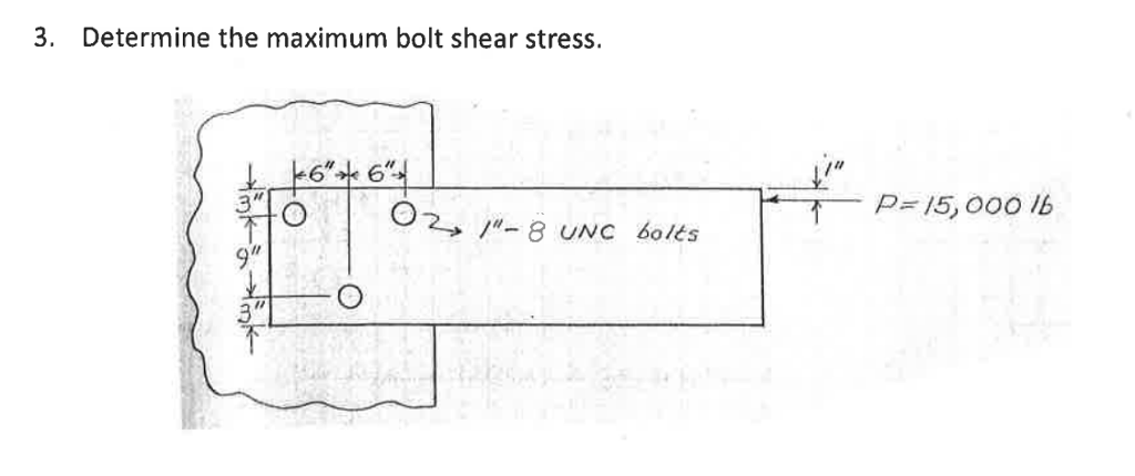 Solved 3. Determine the maximum bolt shear stress. 3 P15, | Chegg.com