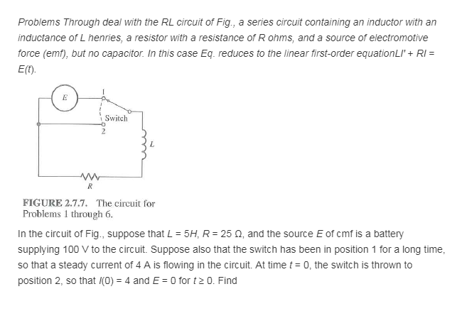 Solved Problems Through Deal With The Rl Circuit Of Fig A