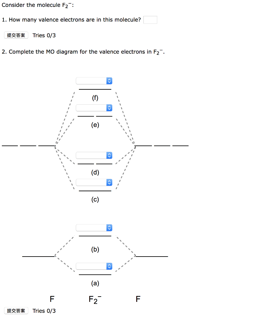 Solved Consider the molecule F2- 1. How many valence | Chegg.com