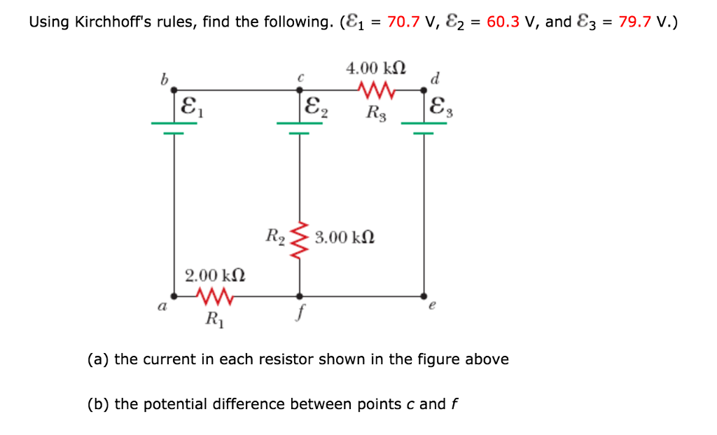 Solved Using Kirchhoff's rules, find the following. | Chegg.com