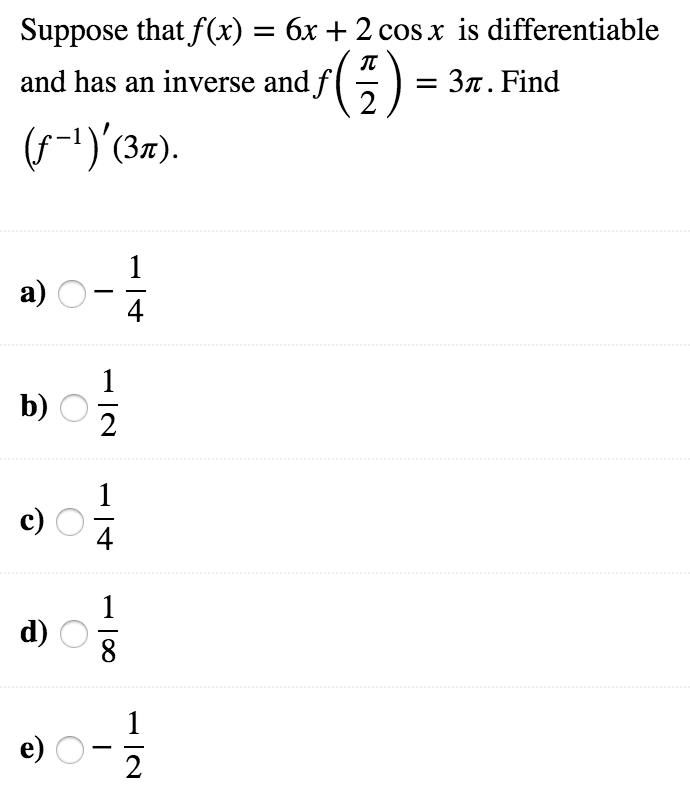Solved Suppose That F x 6x 2 Cos X Is Differentiable Chegg