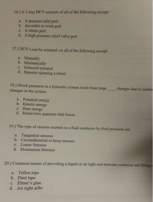 Solved A 3 way DCV consists of all of the following except: | Chegg.com