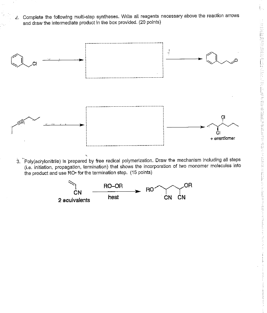 Solved 2. Complete the following multi-step syntheses. Write | Chegg.com