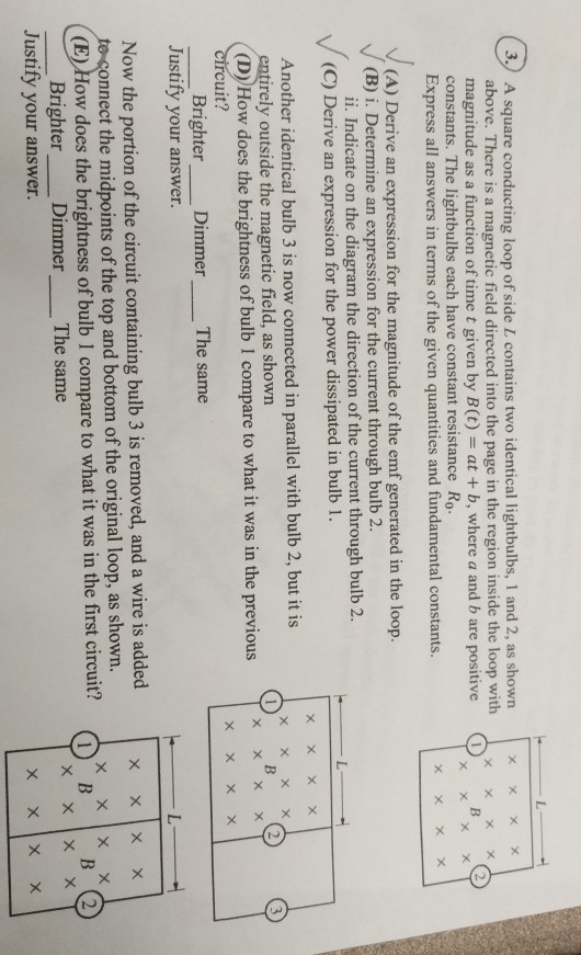 Solved 3) A square conducting loop of side L contains two | Chegg.com
