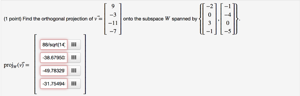Vector Orthogonal Projection Calculator