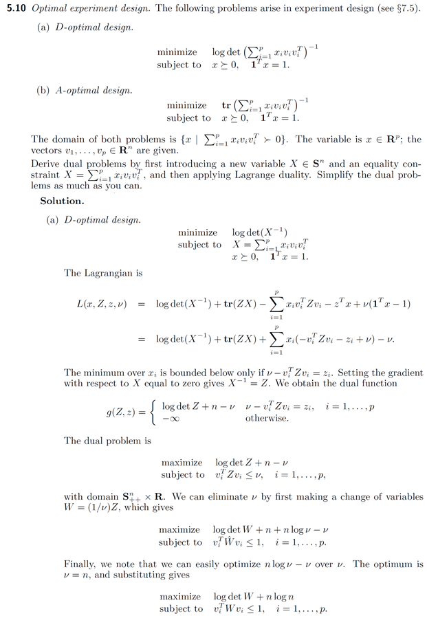 5.10 Optimal experiment design. The following | Chegg.com