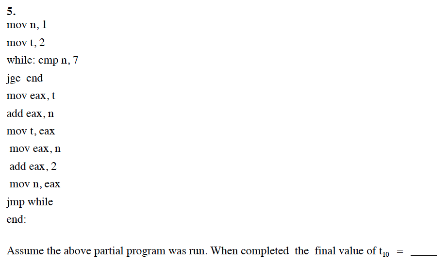 Solved Assume No Syntax Errors And All Partial Programs Are