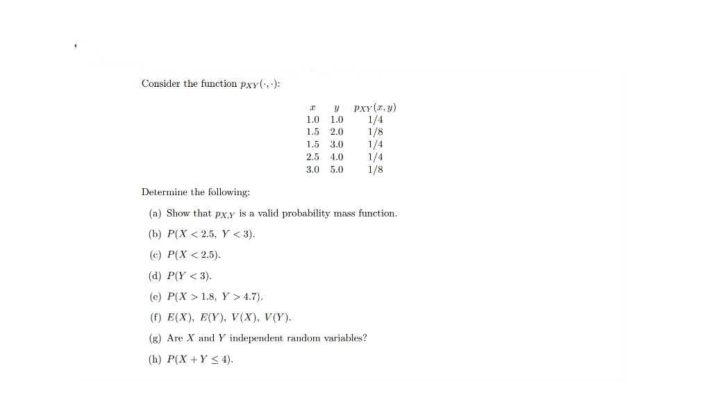 Solved Consider the function pXY (, ); Determine the | Chegg.com