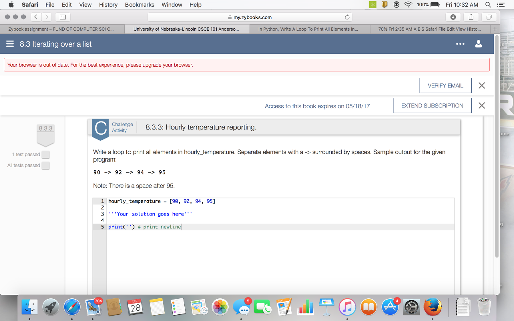 Solved Write A Loop To Print All Elements In Chegg