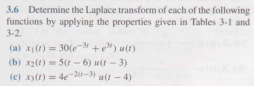 Solved 3 6 Determine The Laplace Transform Of Each Of The