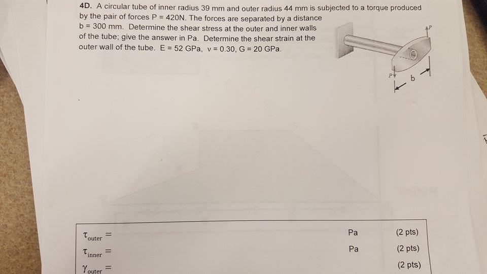 Solved 4D. A circular tube of inner radius 39 mm and outer | Chegg.com