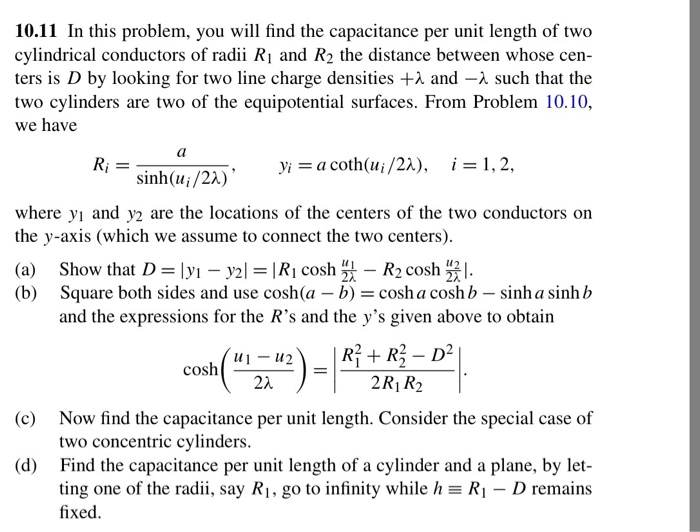 Solved In this problem, you will find the capacitance per | Chegg.com