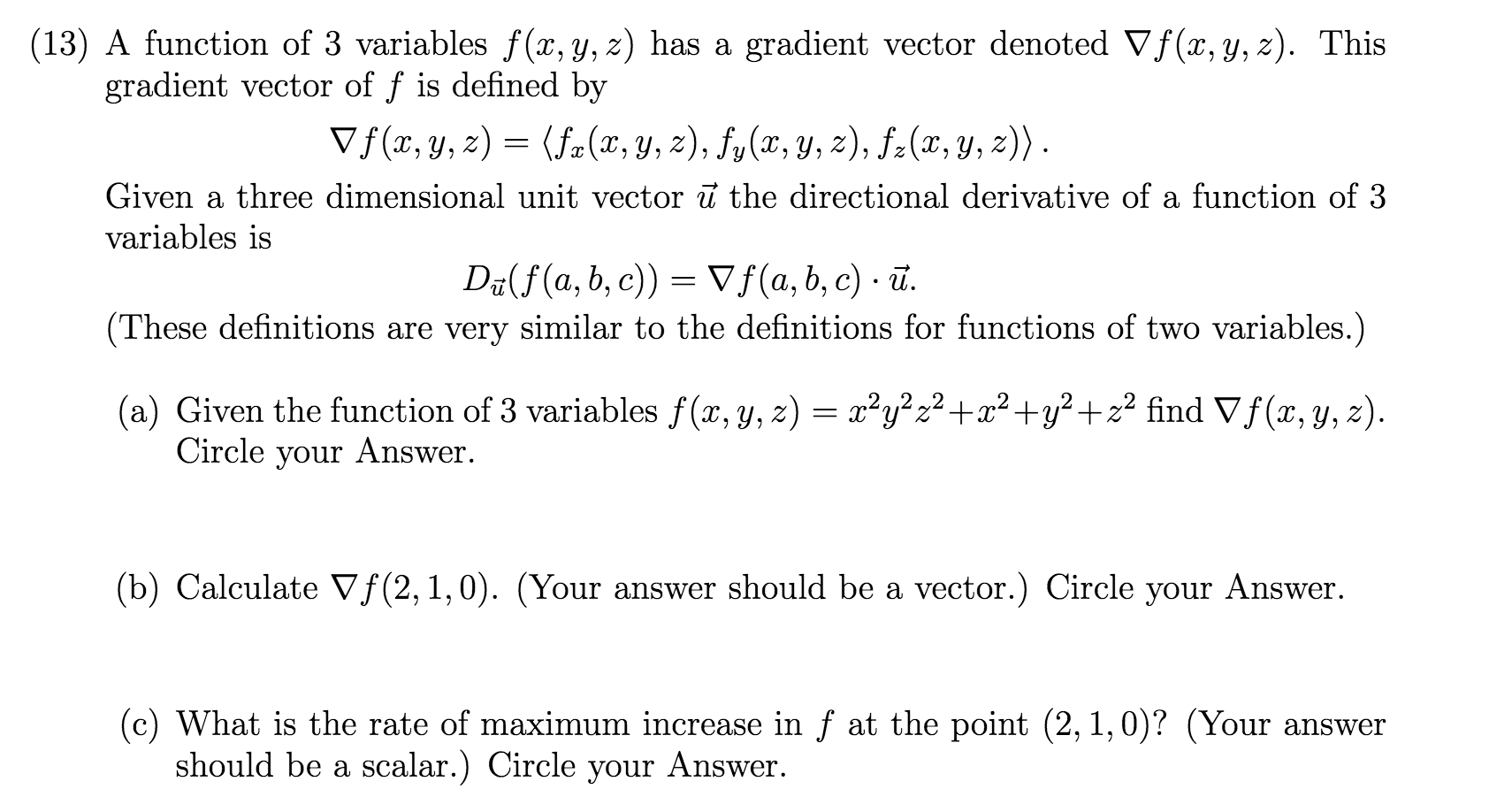 Solved A function of 3 variables f(x, y, z) has a gradient | Chegg.com