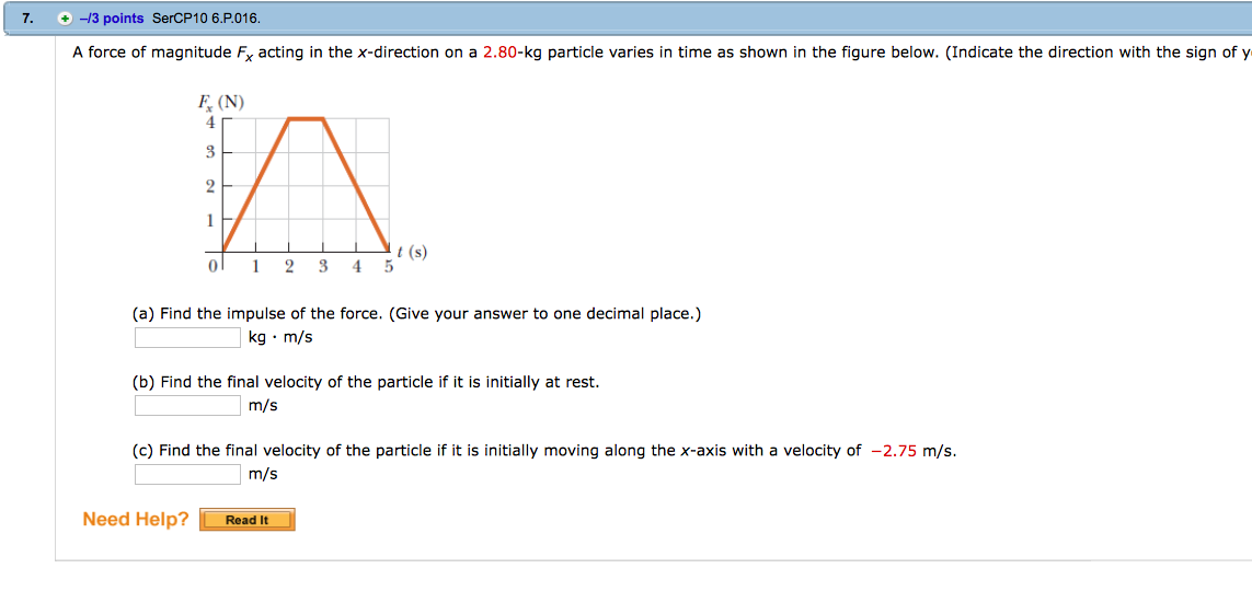Solved A force of magnitude Fx acting in the x-direction on | Chegg.com