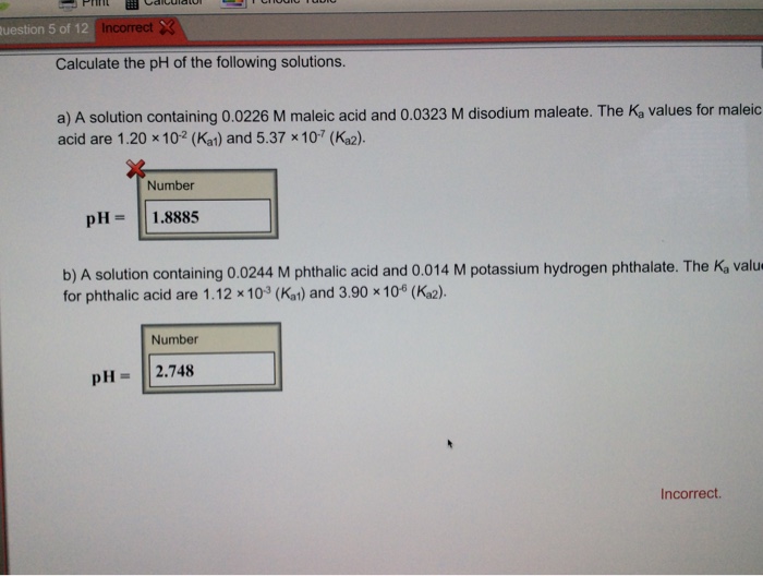 Solved Calculate the pH of the following solutions. a) A | Chegg.com