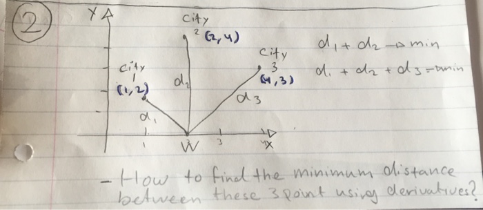 Solved How to find the minimum distance between these three | Chegg.com
