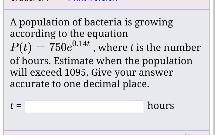 Solved A population of bacteria is growing according to the | Chegg.com