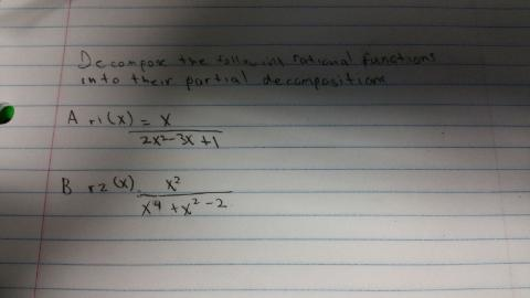 Solved Decompose the following rational functions into their | Chegg.com