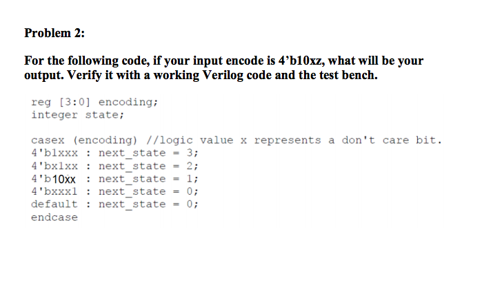 Solved For the following code, if your input encode is | Chegg.com