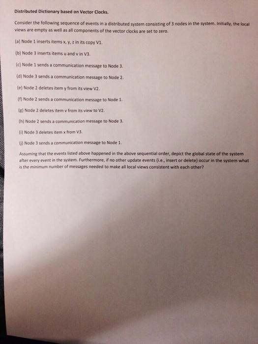 Consider the following sequence of events in a | Chegg.com