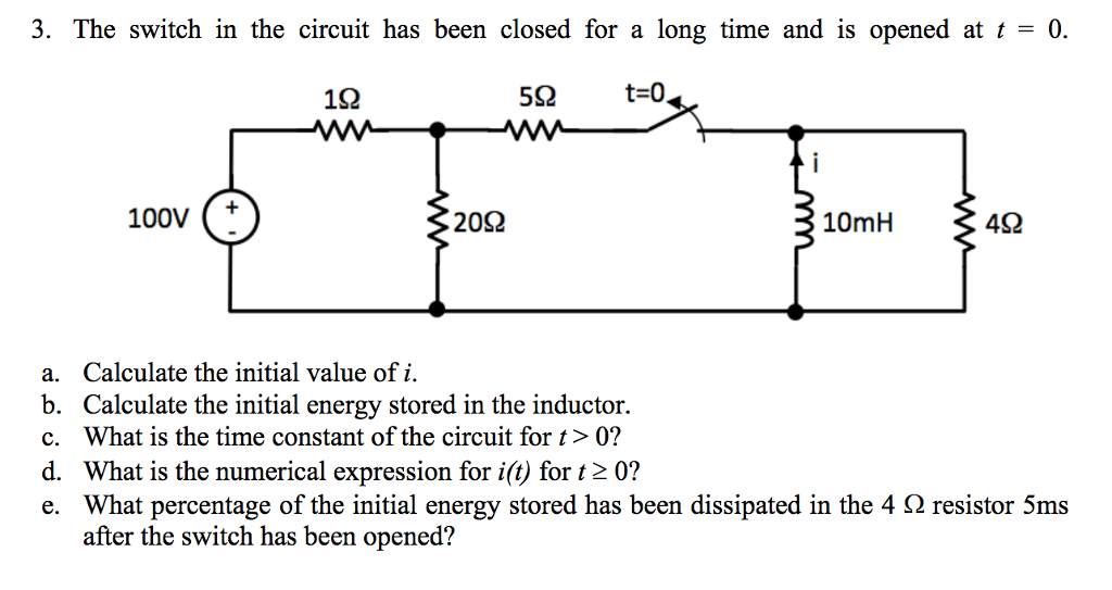 Solved The switch in the circuit has been closed for a long | Chegg.com
