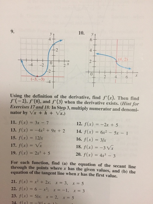 Solved Using the definition of the derivative, find f'(x). | Chegg.com
