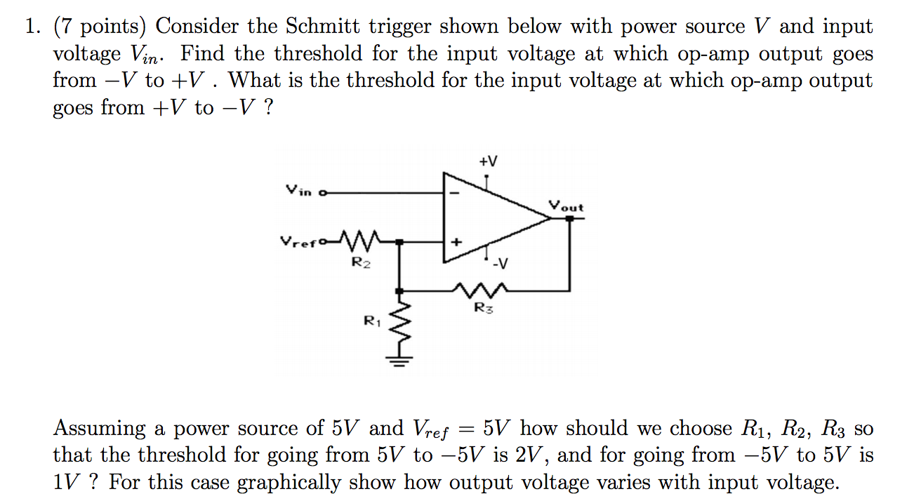 Solved Consider the Schmitt trigger shown below with power | Chegg.com