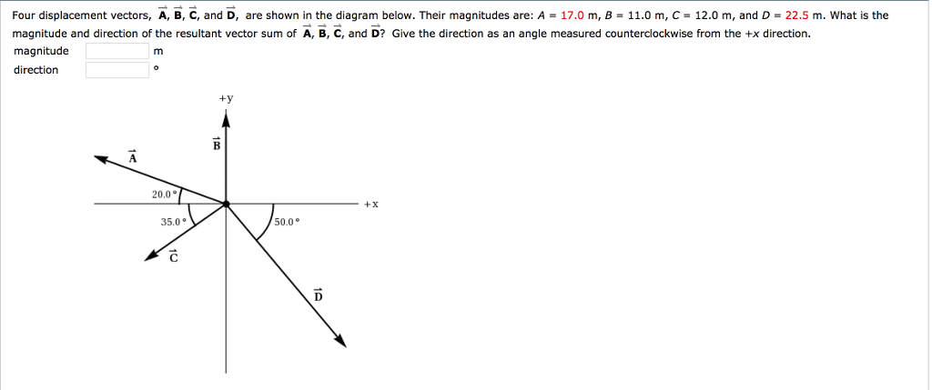 Solved Four displacement vectors, A vector, B vector, C | Chegg.com