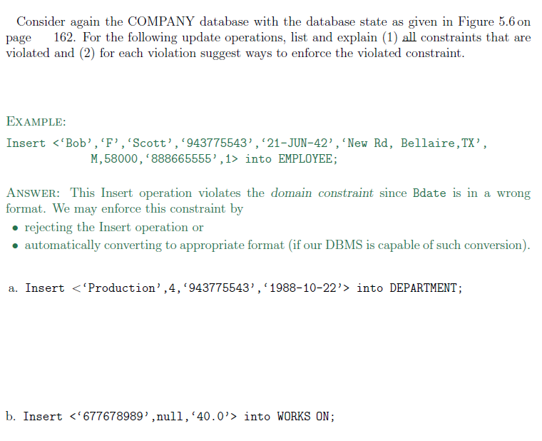 Solved Consider again the COMPANY database with the database | Chegg.com