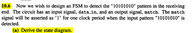 Solved 10.6 Now we wish to design an FSM to detect the | Chegg.com