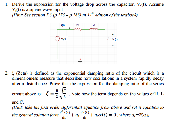 Solved Derive the expression for the voltage drop across the | Chegg.com Solved Derive the expression for the voltage drop across the | Chegg.com