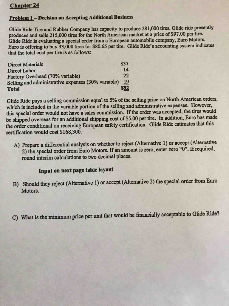 Solved Chapter 24 Problem 1- Decision on Accepting | Chegg.com