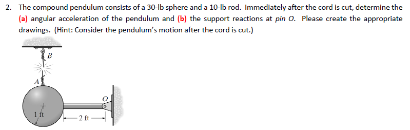 Solved The compound pendulum consists of a 30-lb sphere and | Chegg.com