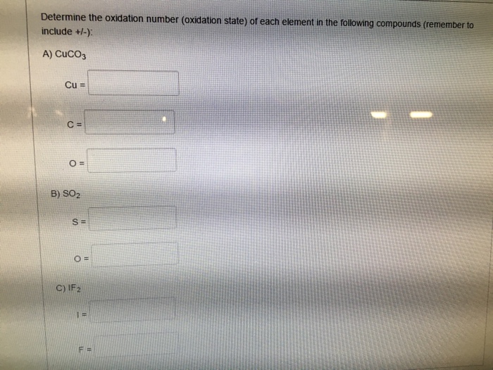 Solved Determine the oxidation number (oxidation state) of | Chegg.com