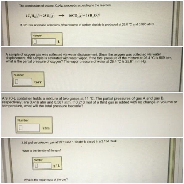 Solved The combustion of octane, c8h18, proceeds according | Chegg.com
