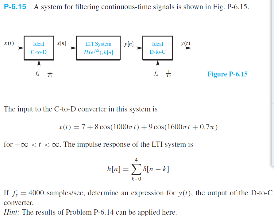 Solved A System For Filtering Continuous Time Signals Is 9994