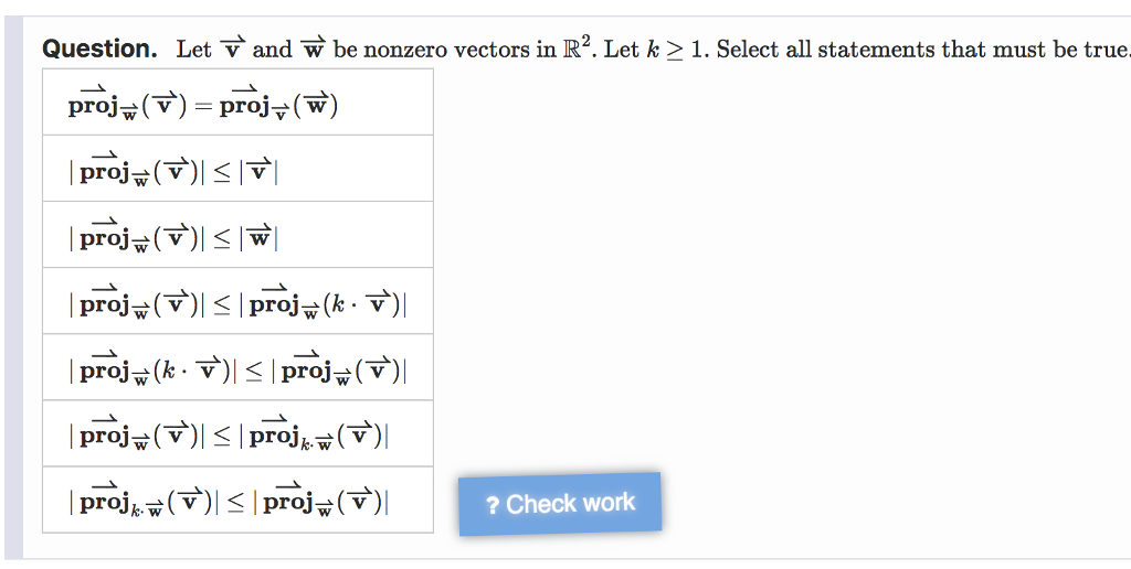 Solved Question. Let V and w be nonzero vectors in R2. Let | Chegg.com